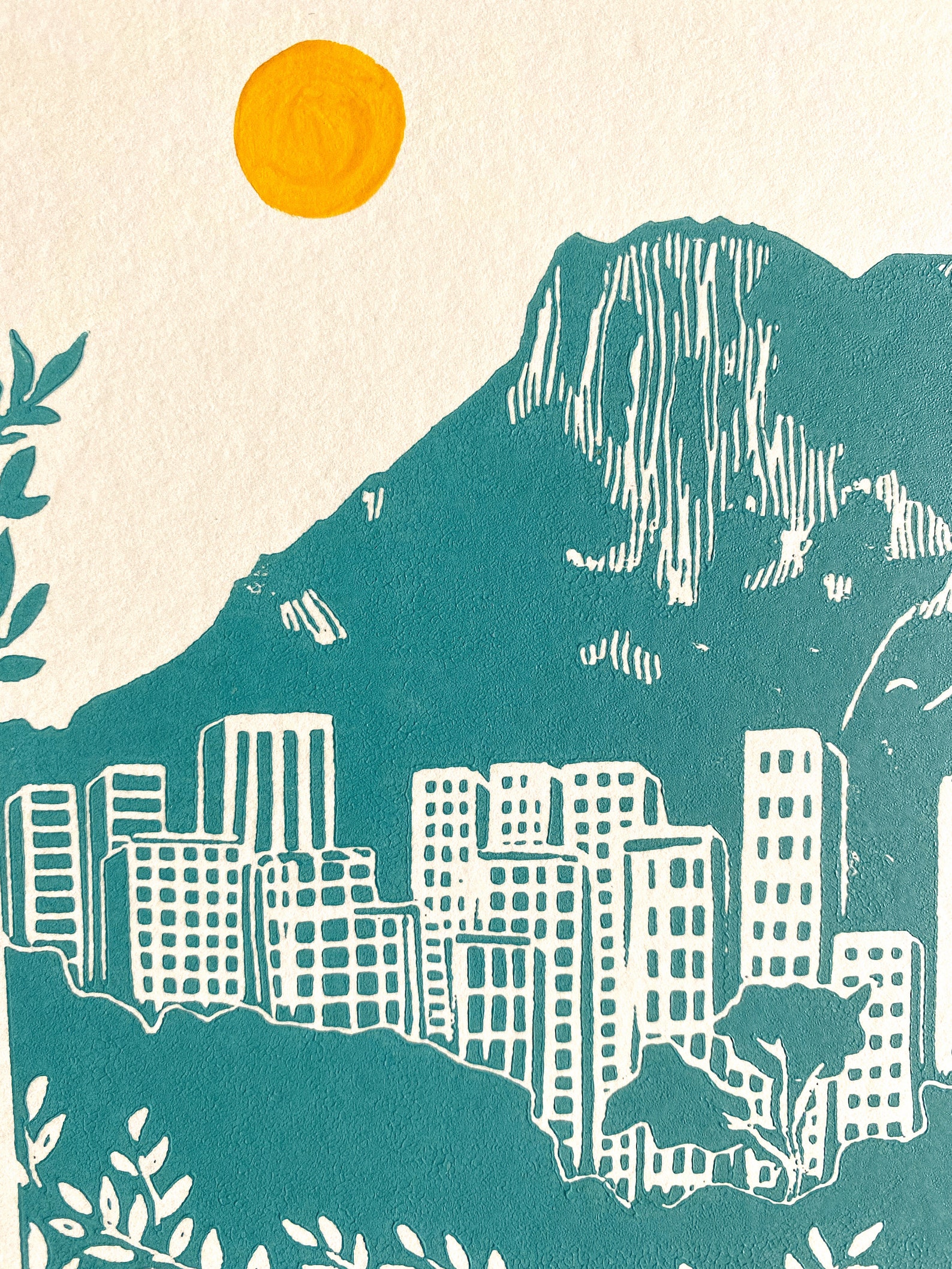 Lion Rock - Original Linocut Print - Hong Kong Travel - Mountain Decor ...