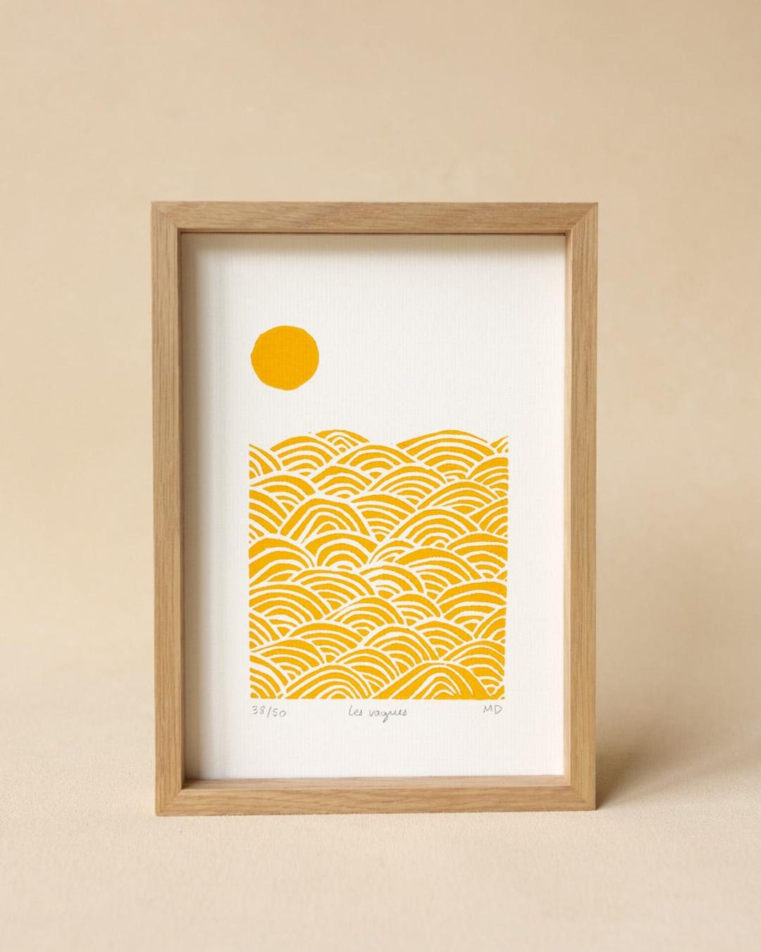 Japanese Wave Linocut Print - Hand-printed A5 Wall Art - Etsy