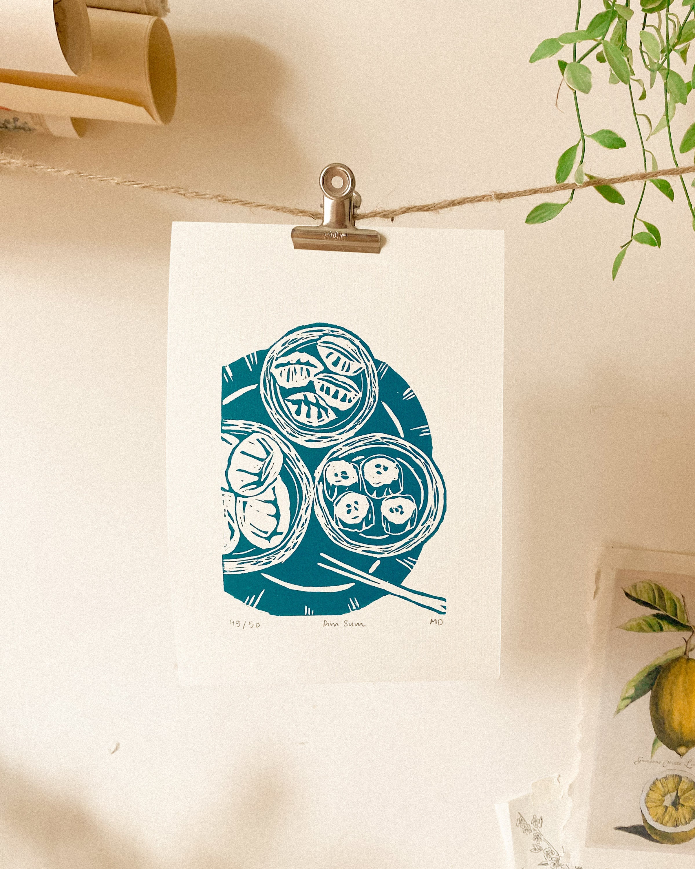 Dim Sum Original Linocut Print Hong Kong Travel Food Wall Art, Limited ...