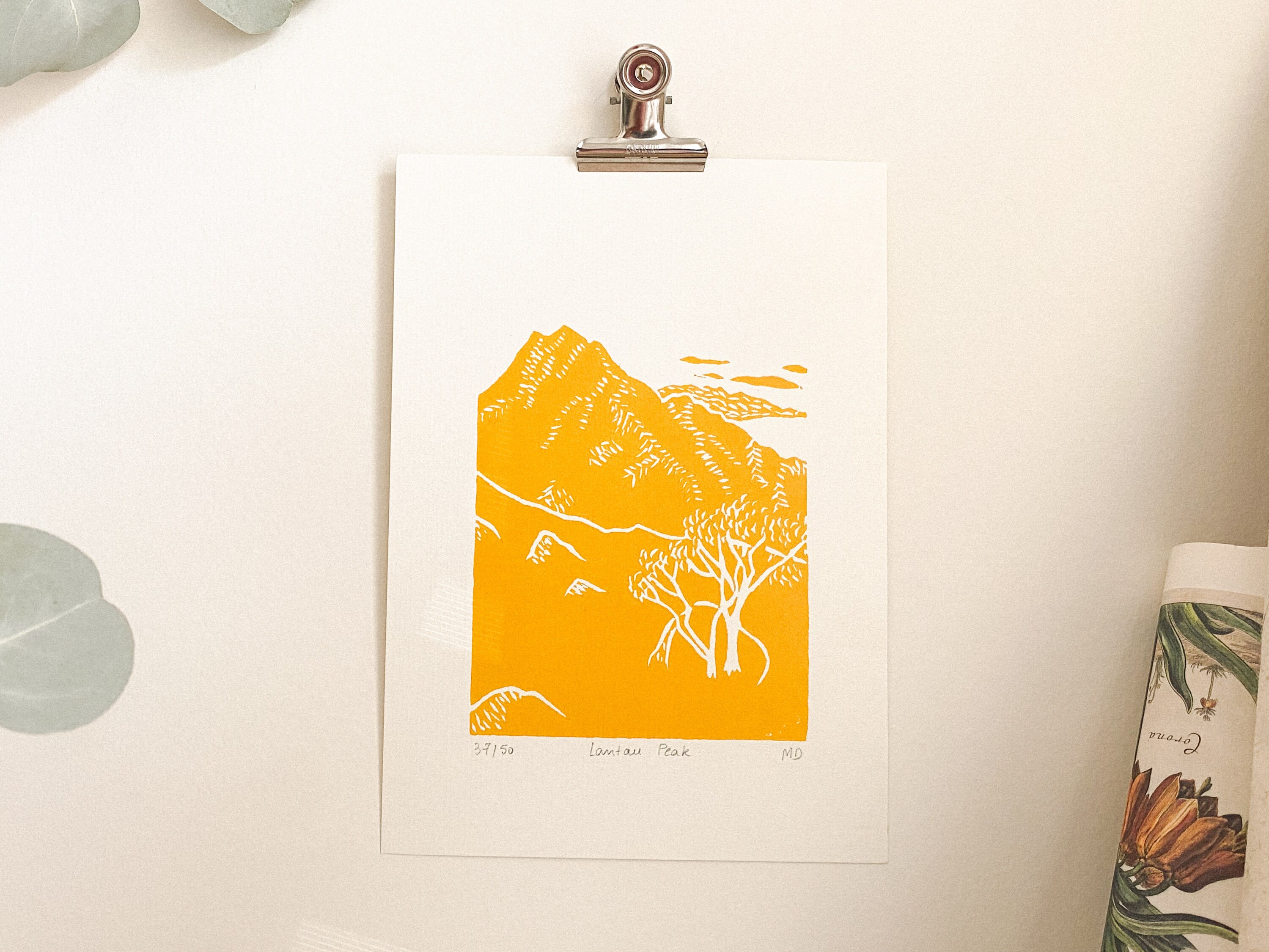 Lantau Peak Linocut Print - Hong Kong Mountain Art, Limited Edition A5 ...