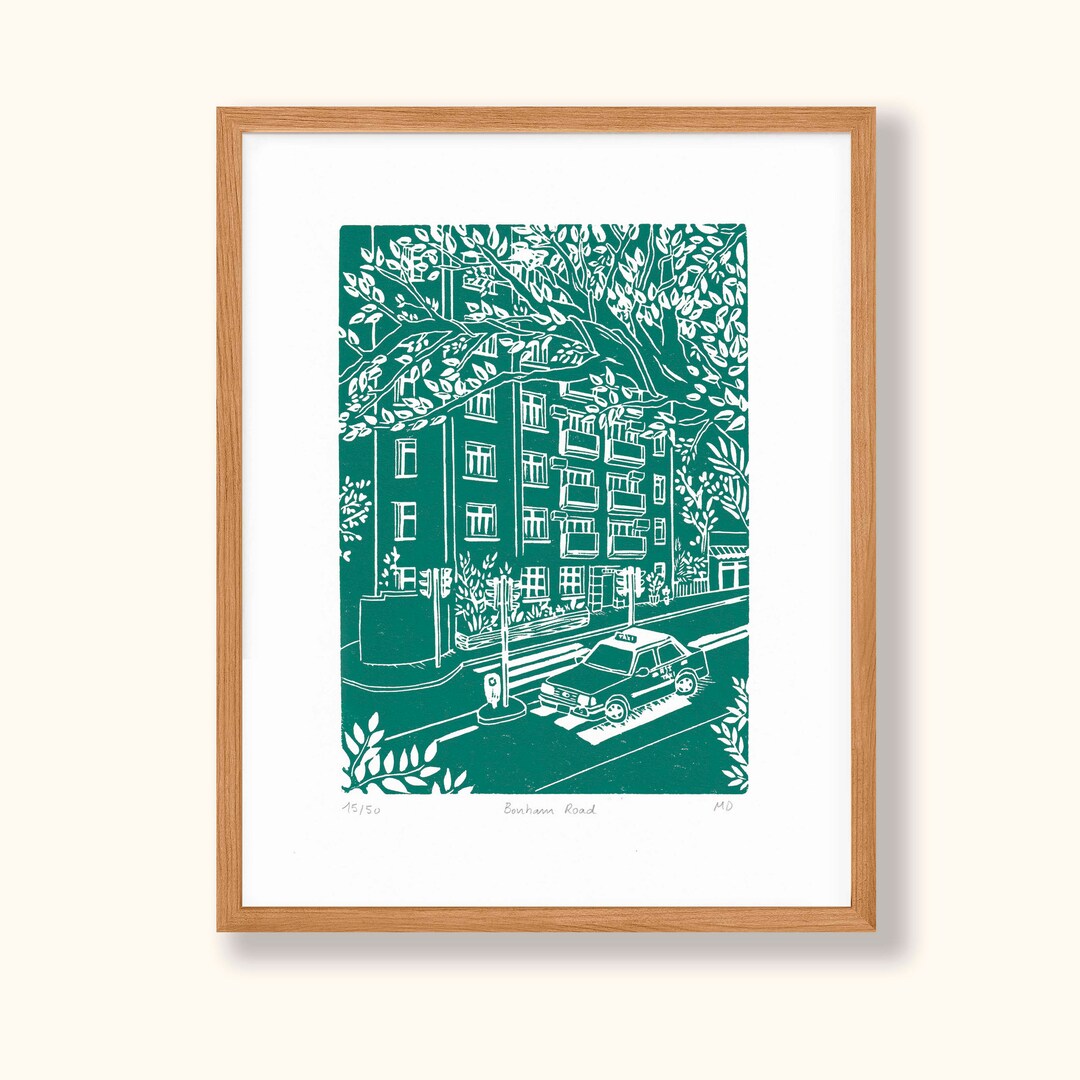 Bonham Road Linocut Print – Hong Kong Street Scene Wall Art - Etsy