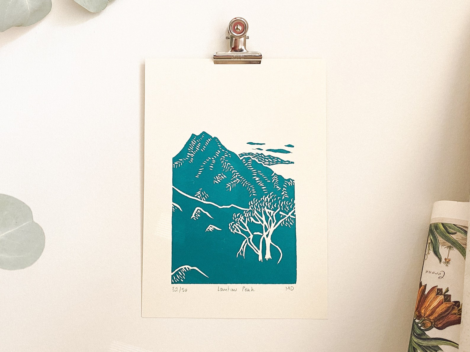 Lantau Peak Linocut Print - Hong Kong Mountain Art, Limited Edition A5 ...