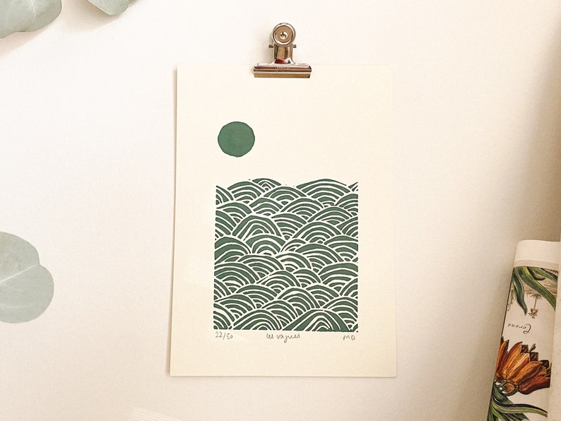 Les Vagues Original Linocut Print Japanese Decor Wall Art - Etsy