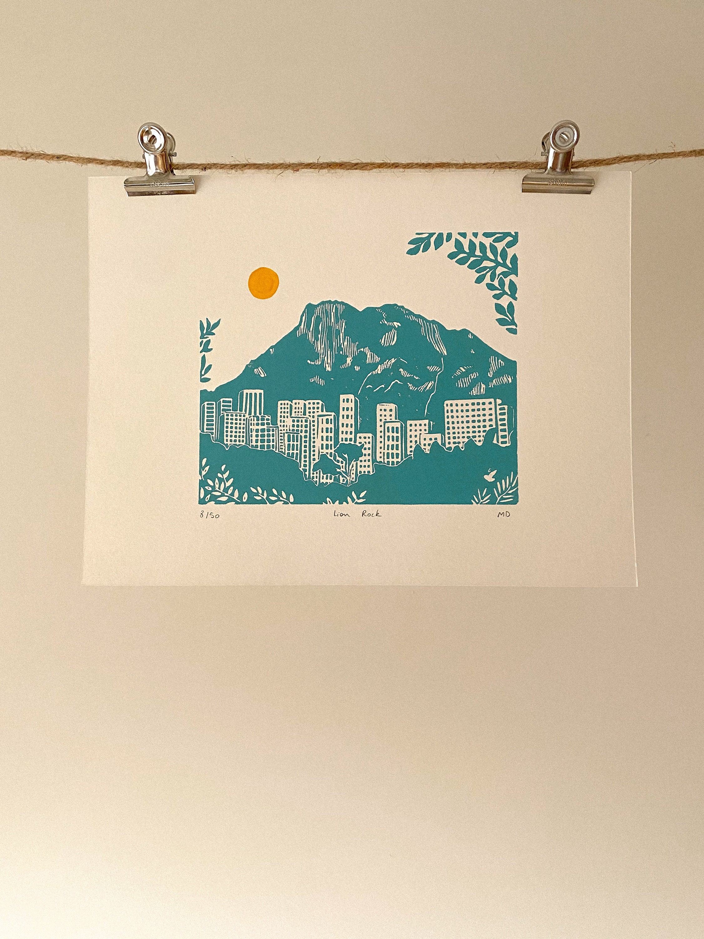 Lion Rock - Original Linocut Print - Hong Kong Travel - Mountain Decor ...