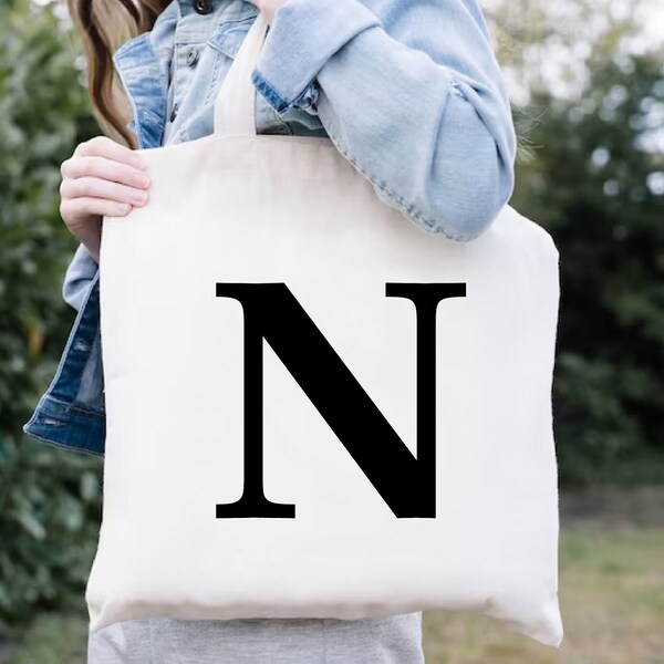 Initial Tote Bag - Etsy