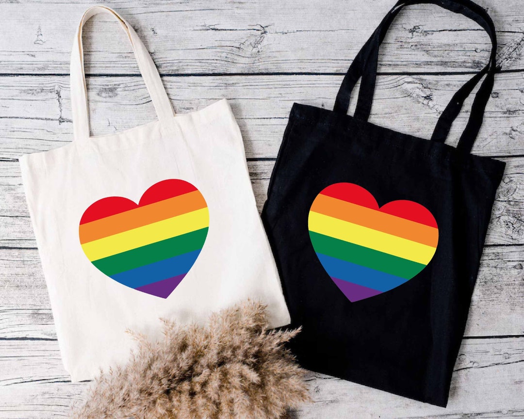 LGBTQ Rainbow Heart Tote Bag, Pride Heart Tote,lgbt Love Cottagecore ...