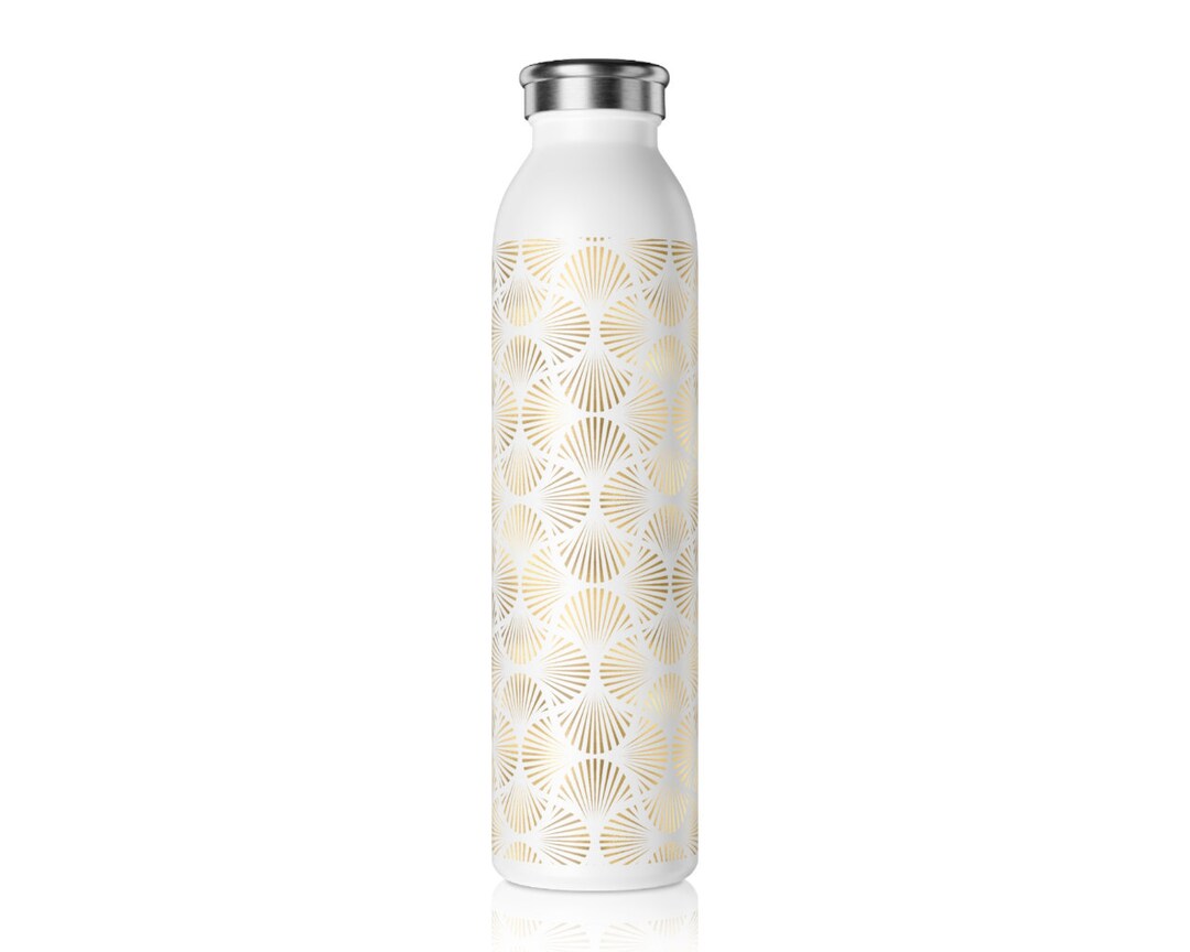 Gold Art Deco Water Bottle • Fashionable Wraparound Design • Reusable ...