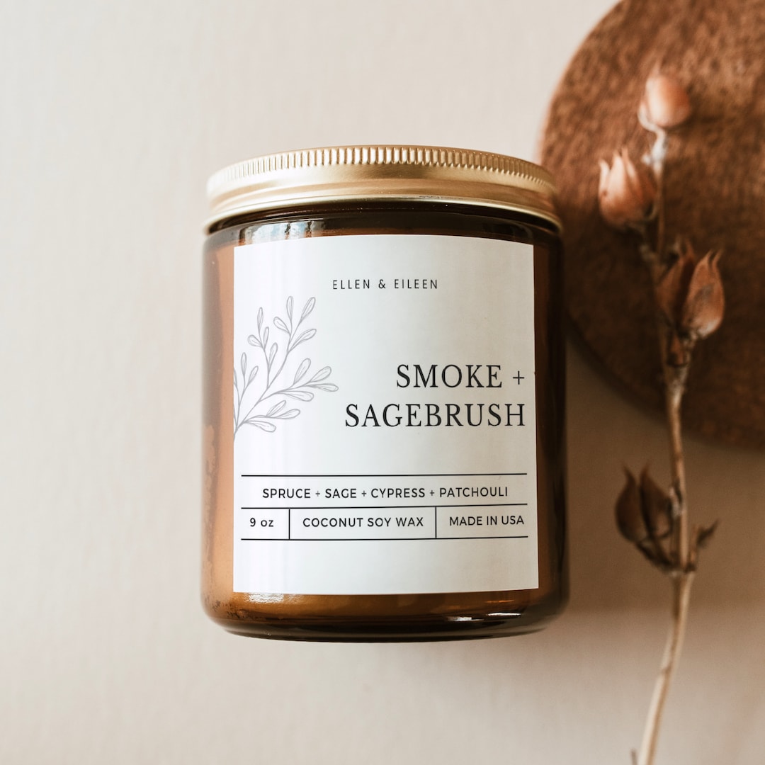Sage Cypress Scented Candle • Earthy Herbal Home Fragrance • Palo Santo ...