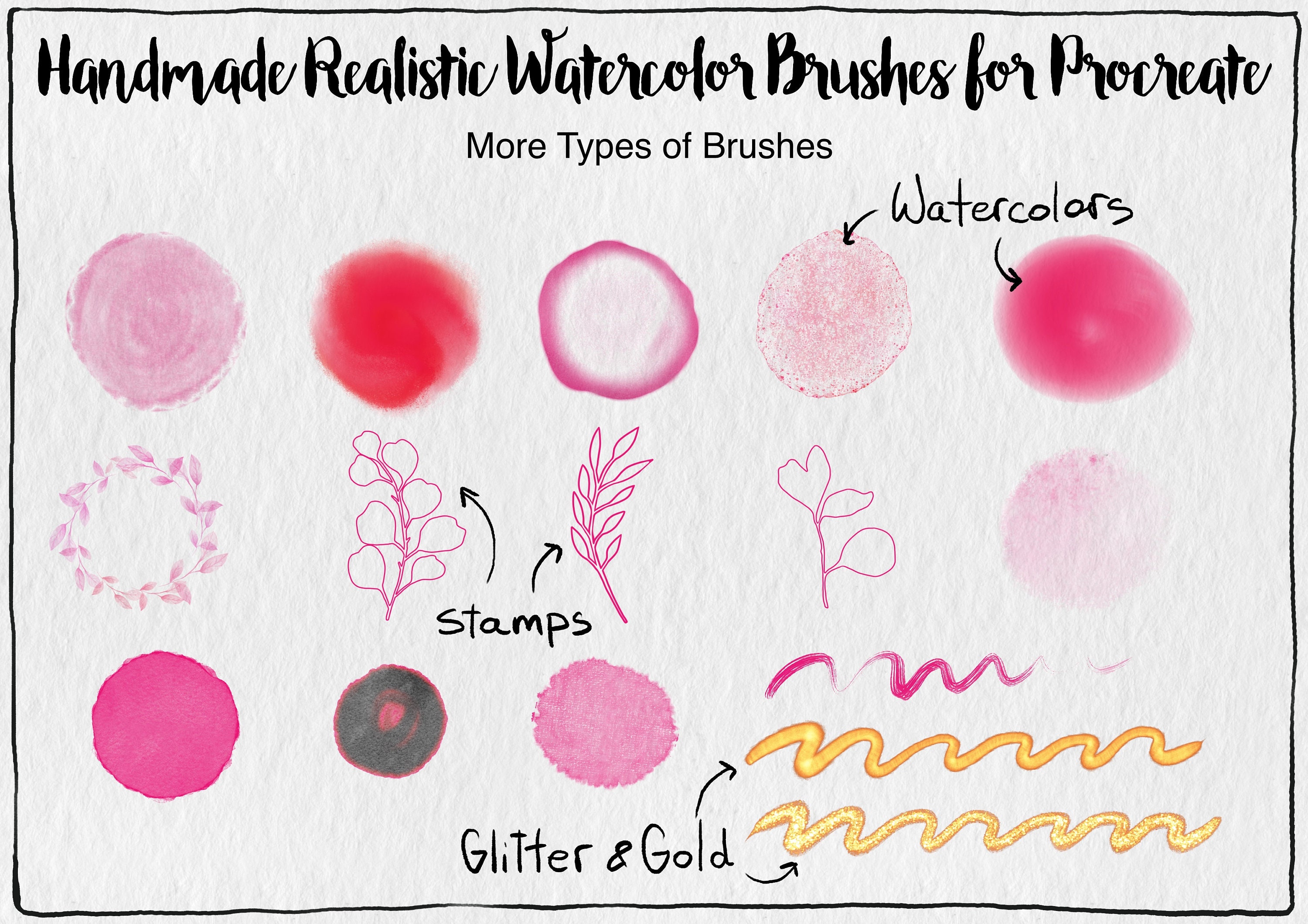 130 Procreate Realistic Watercolor Brush Bundle: Watercolors, Pencils ...