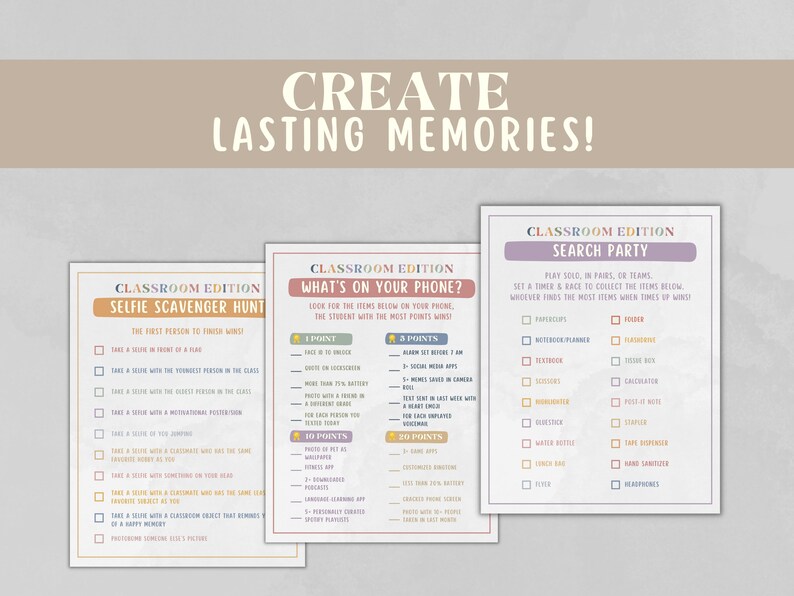 15 Modern Classroom Party Games Printable Bundle Instant Download Ice ...