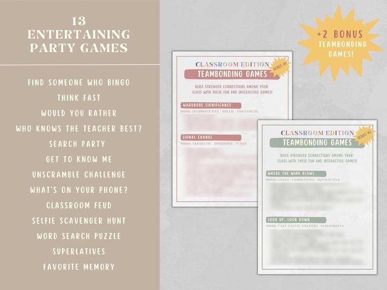 15 Modern Classroom Party Games Printable Bundle Instant Download Ice ...