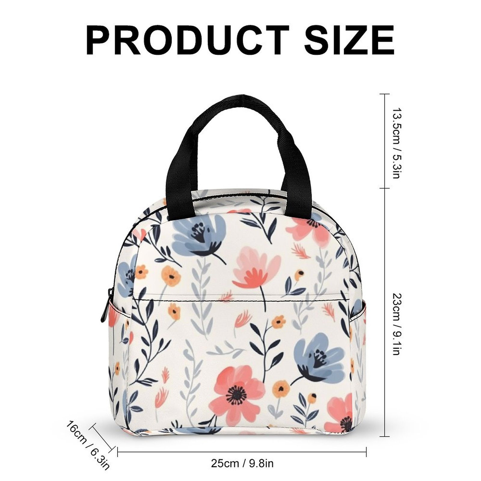 Floral Pattern Lunch Bag Custom Zipper Lunch Bag Botanical Reusable ...