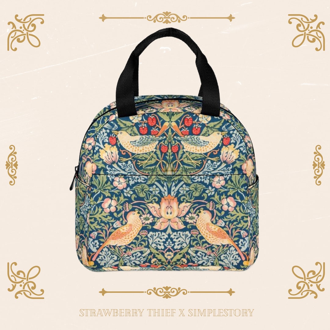 Strawberry Thief Pattern Lunch Bag • Vintage Floral Insulated Lunch Bag ...