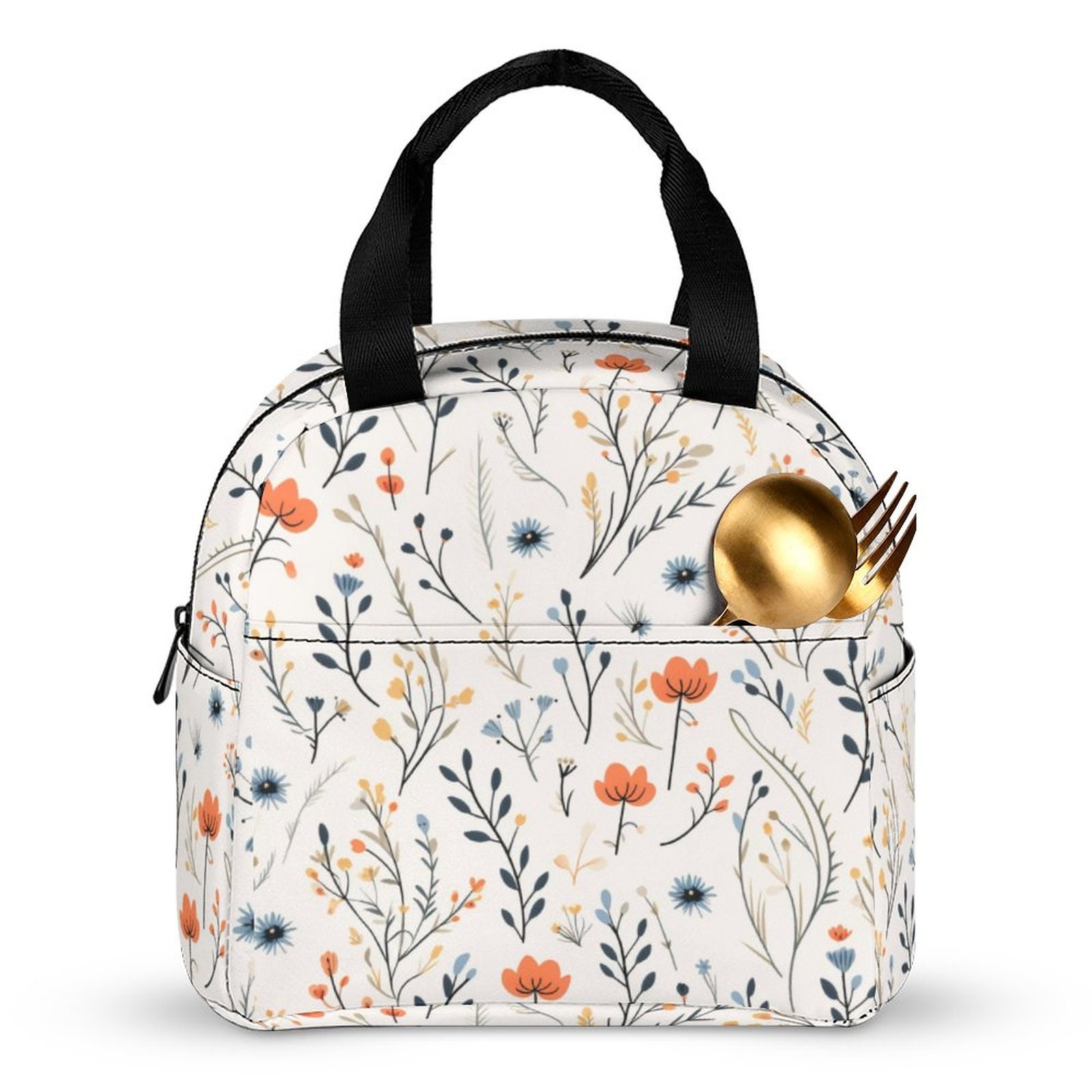 Floral Pattern Lunch Bag Custom Zipper Lunch Bag Botanical Reusable ...