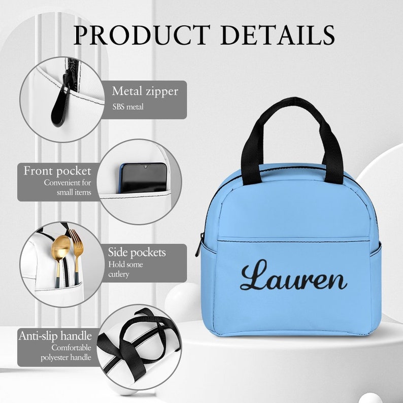 Custom Lunch Bag Personalized Zipper Lunch Bag Reusable Lunch Tote ...