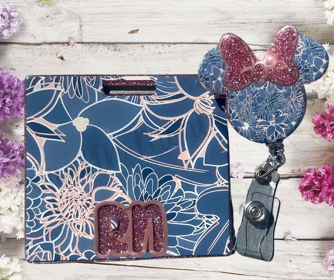 Cute Floral Mouse Head Badge Set With Matching Badge Reel and Buddy ...