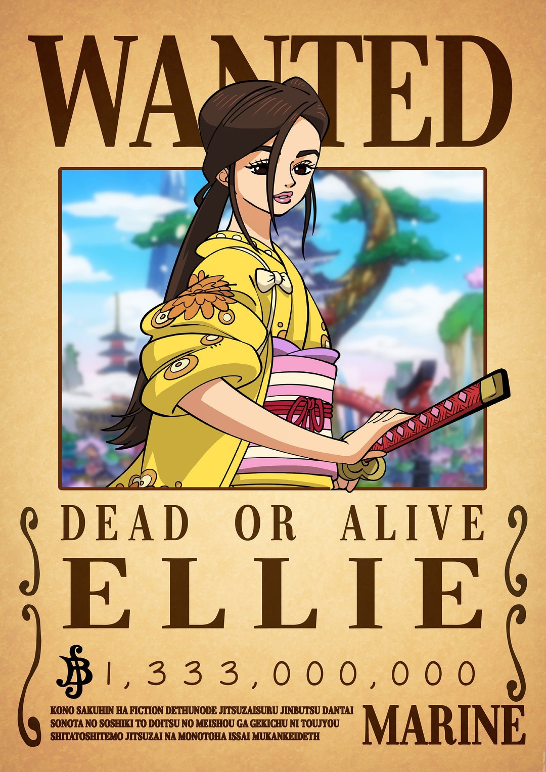 Custom Anime Portrait Drawing, Fully Custom Anime Wanted Poster, Luffy ...