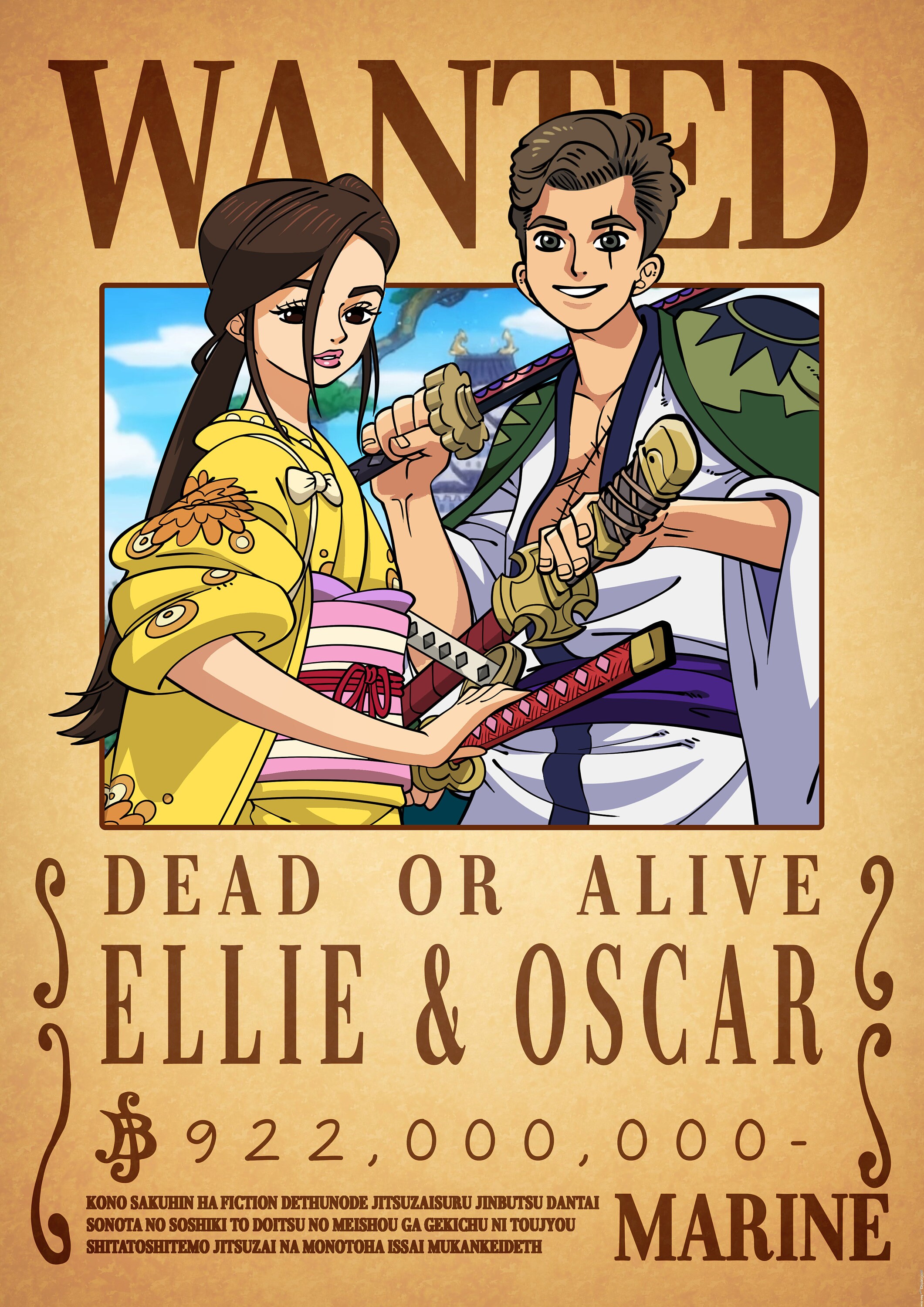Full Custom Anime Portrait Drawing, Custom Anime Wanted Poster ...