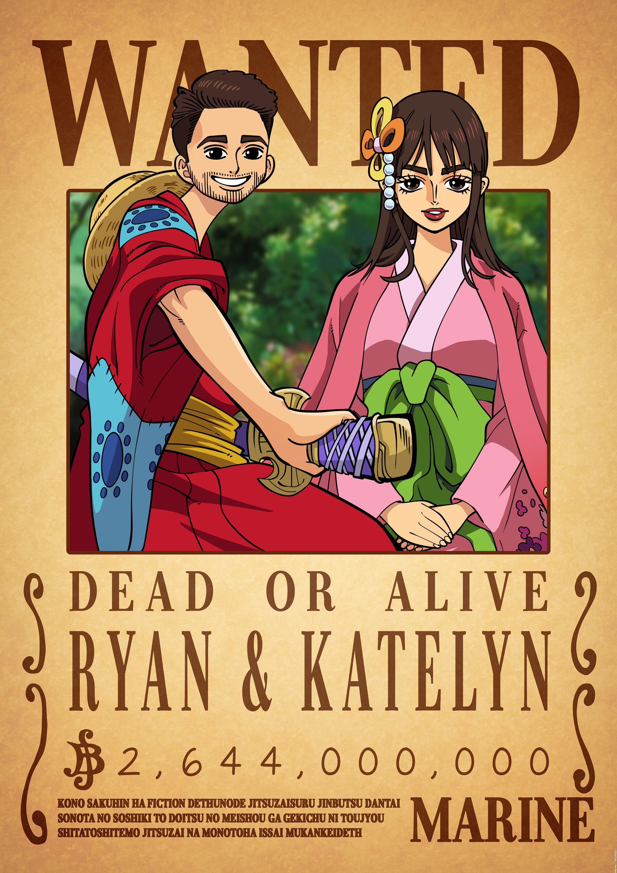 Full Custom Anime Portrait Drawing, Custom Anime Wanted Poster ...
