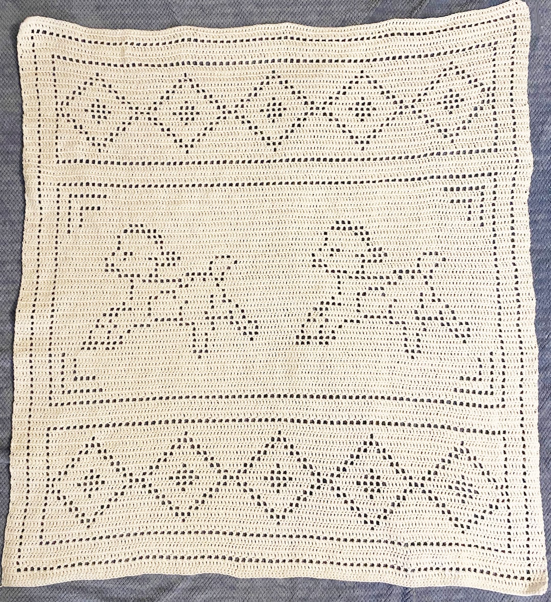 Counting Sheep Filet Crochet Baby Blanket Pattern PATTERN ONLY in PDF ...