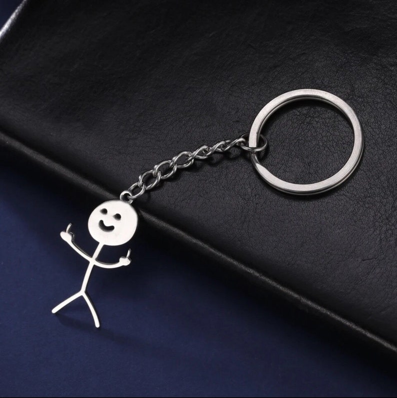 Middle Finger Funny Metal Stickman Keychain Flipping the Bird Backpack ...