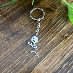 Middle Finger Funny Metal Stickman Keychain Flipping the Bird Backpack ...
