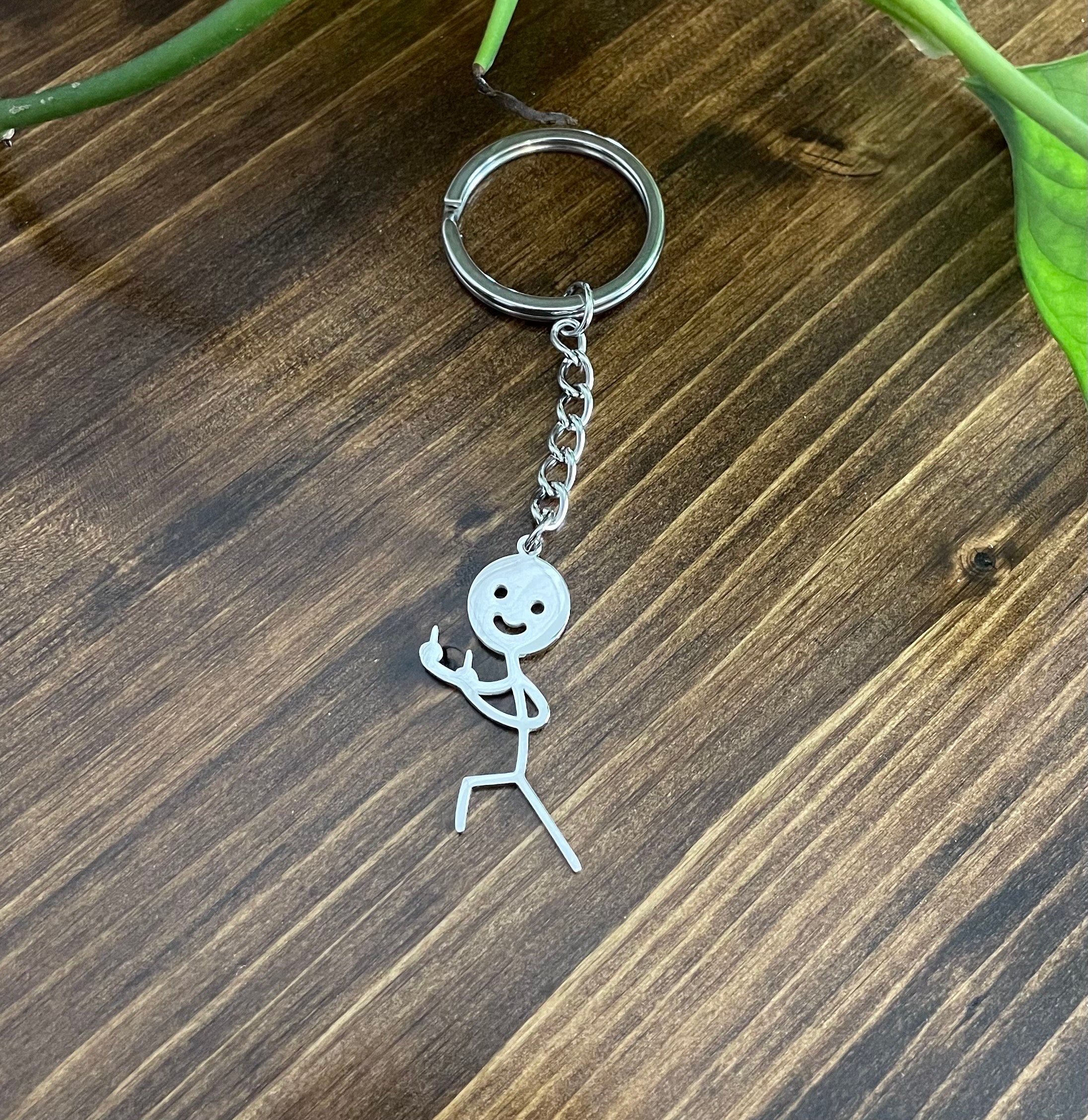 Middle Finger Funny Metal Stickman Keychain Flipping the Bird Backpack ...