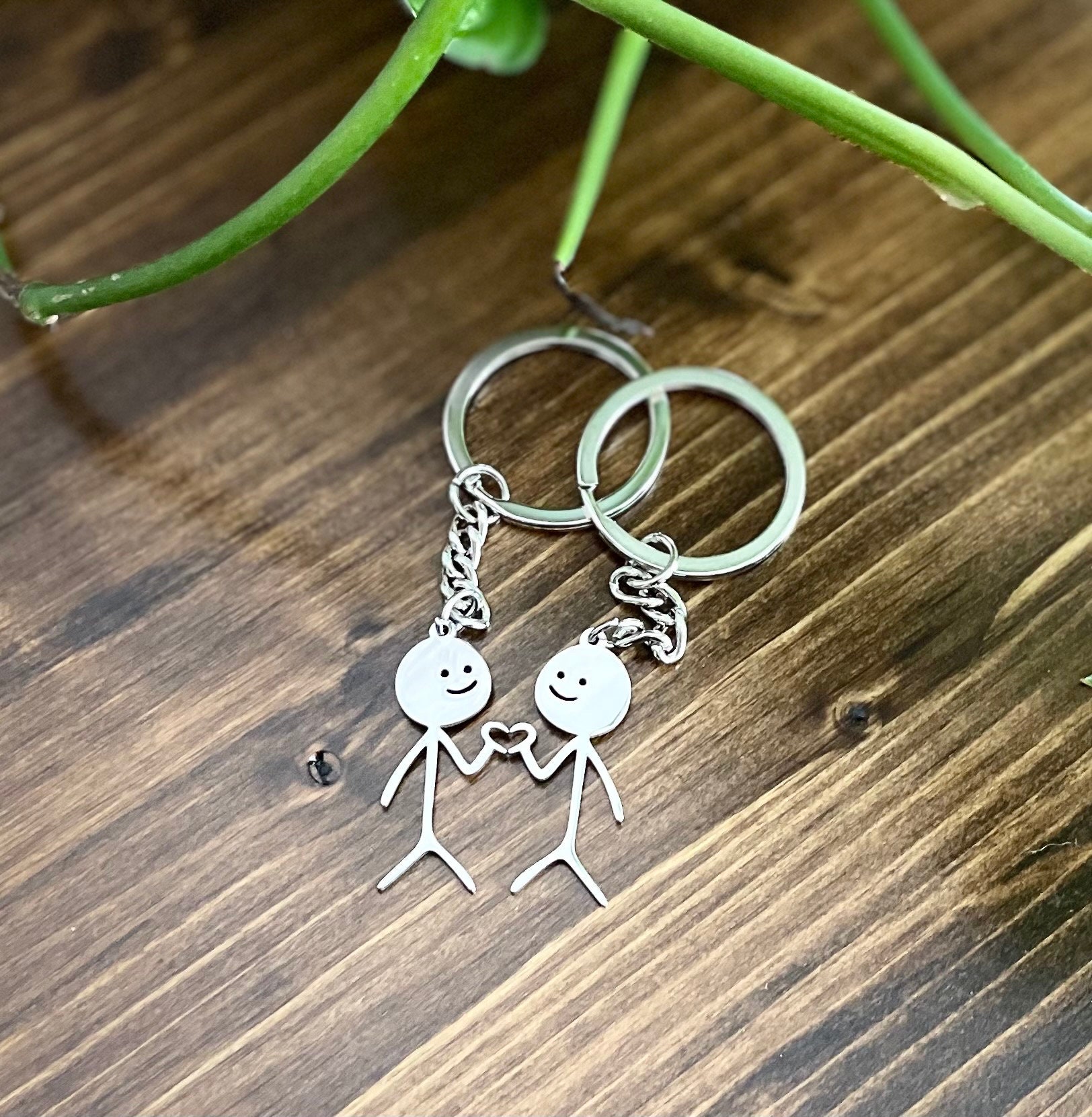 2 Piece Key Chain for Couples Metal Stick People Hearts Love - Etsy