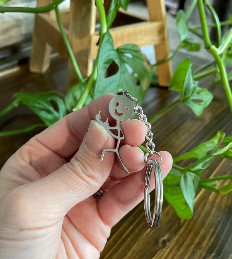 Middle Finger Funny Metal Stickman Keychain Flipping the Bird Backpack ...