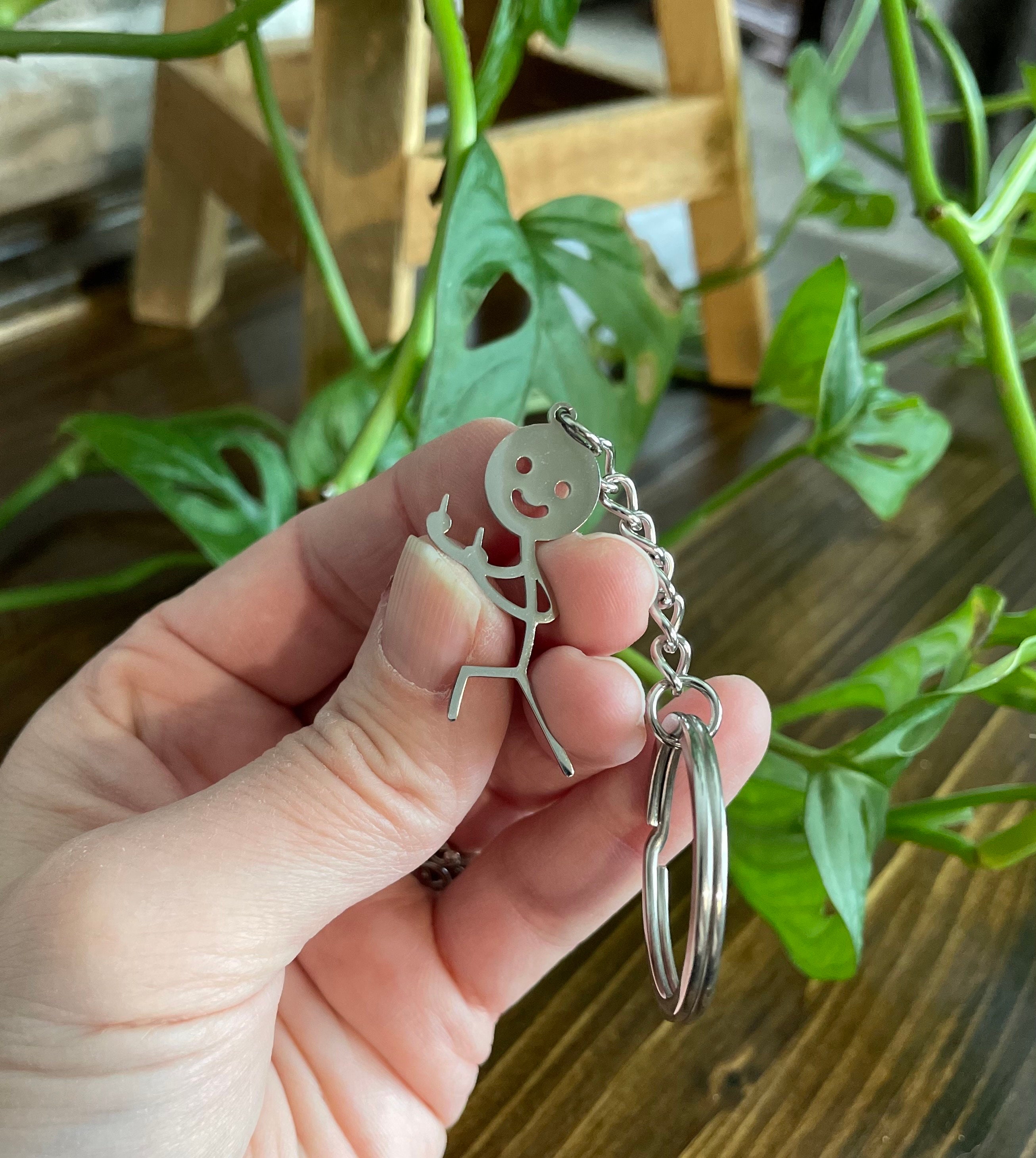 Middle Finger Funny Metal Stickman Keychain Flipping the Bird Backpack ...