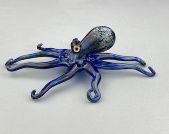 Blue Blown Glass Octopus Sculpture - Etsy