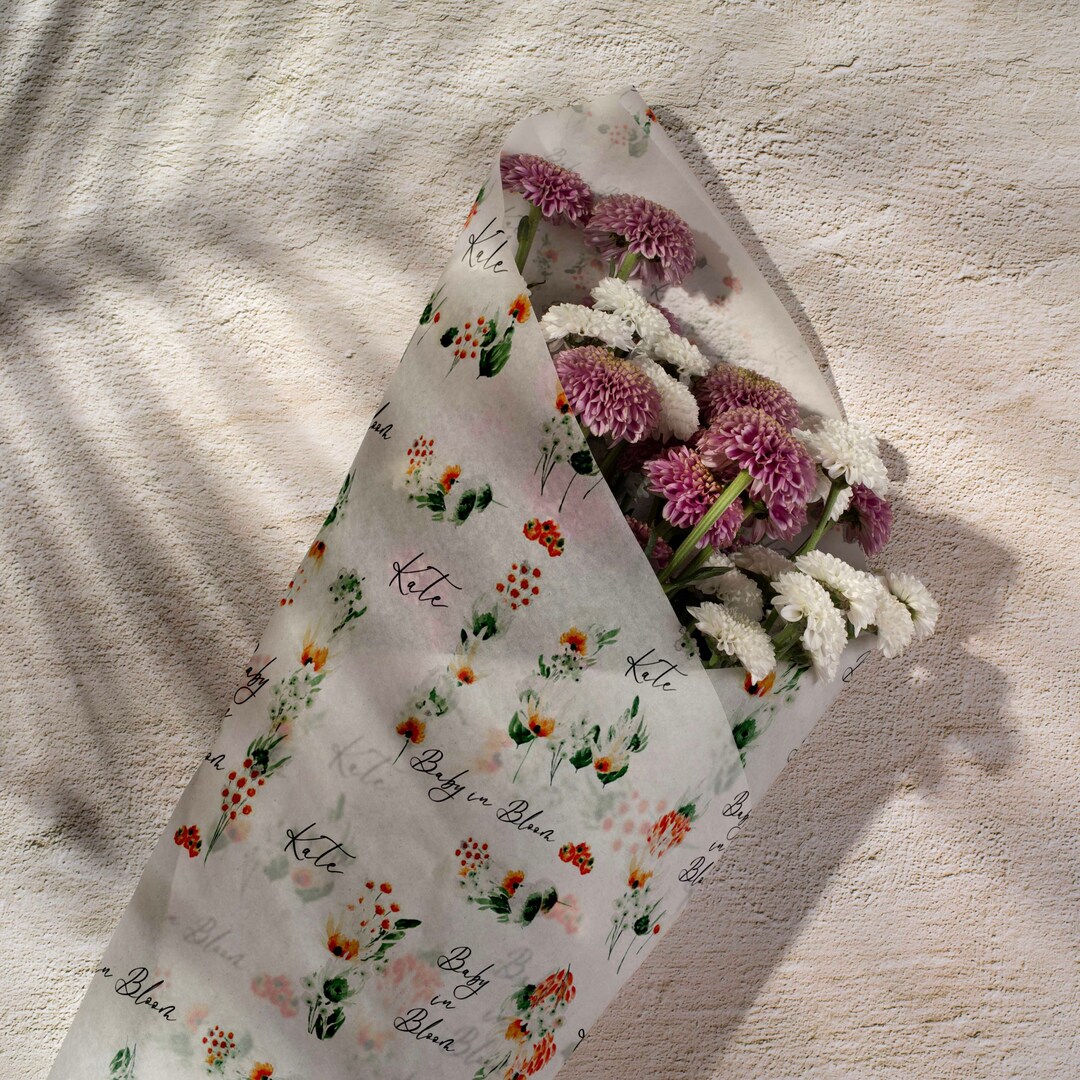 Baby in Bloom Floral Tissue Paper Personalized Baby Name Flower Bouquet ...