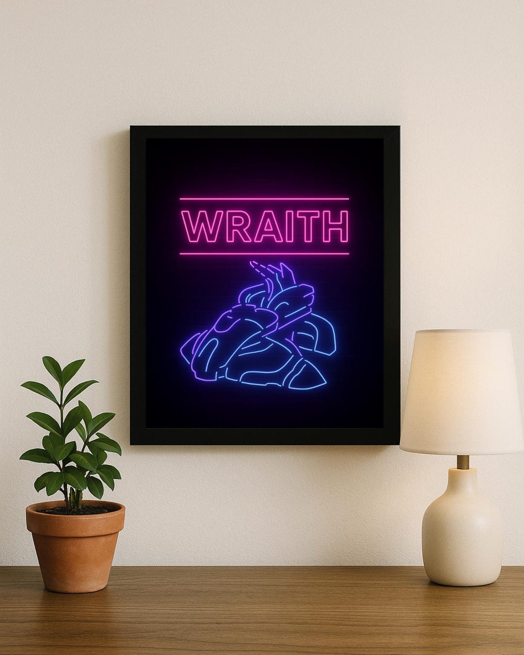 Halo Inspired Wraith Neon Sign Custom Designed Framed Wall Art Poster ...