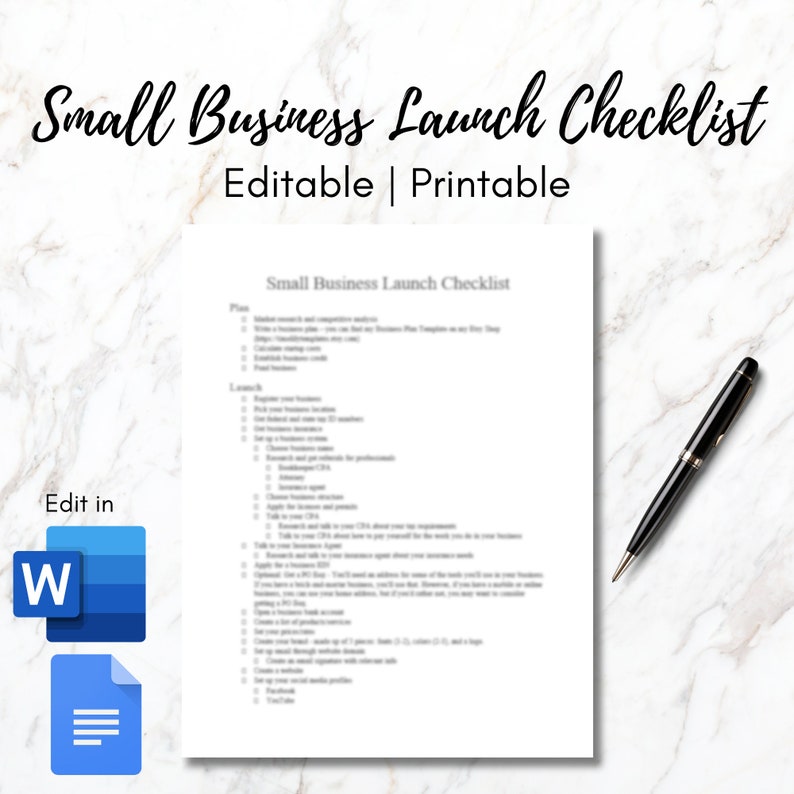 Small Business Launch Template in Word and Google Docs | Business ...