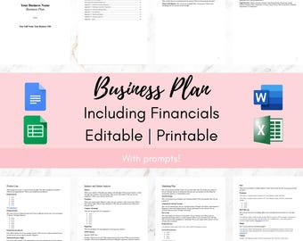 Editable Business Plan Template: Word + Excel or Google Docs + Sheets ...