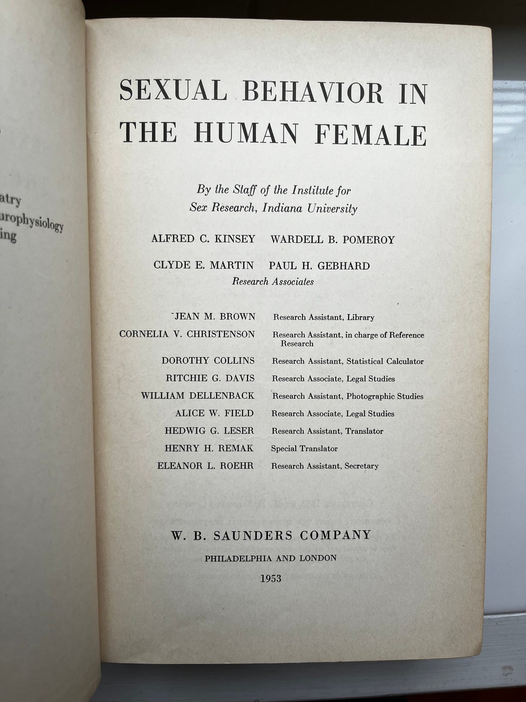 Sexual Behavior In The Human Female Alfred Kinsey And The Staff Of The Institute For Sex