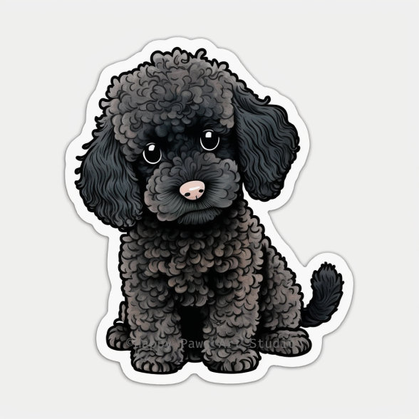 Cute Black Poodle Puppy Digital Sticker Art - 130 - Etsy