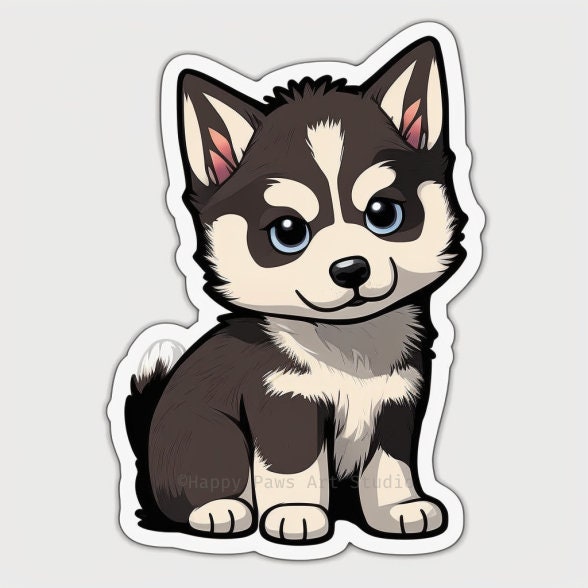 Cute Husky Puppy Digital Sticker Art - 101 - Etsy