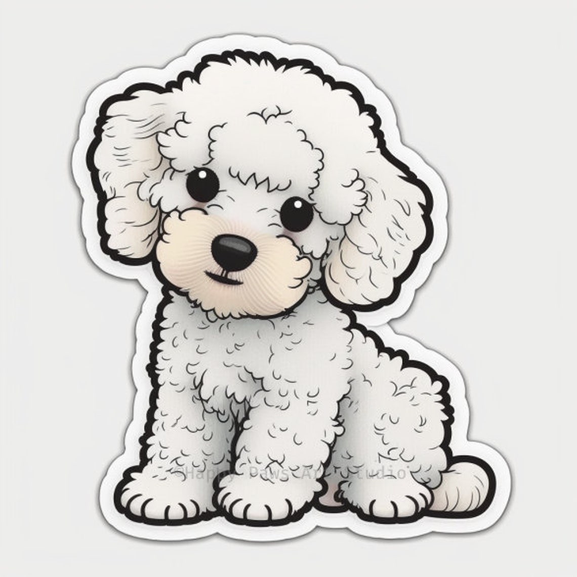 Cute White Poodle Puppy Digital Sticker Art - 133 - Etsy