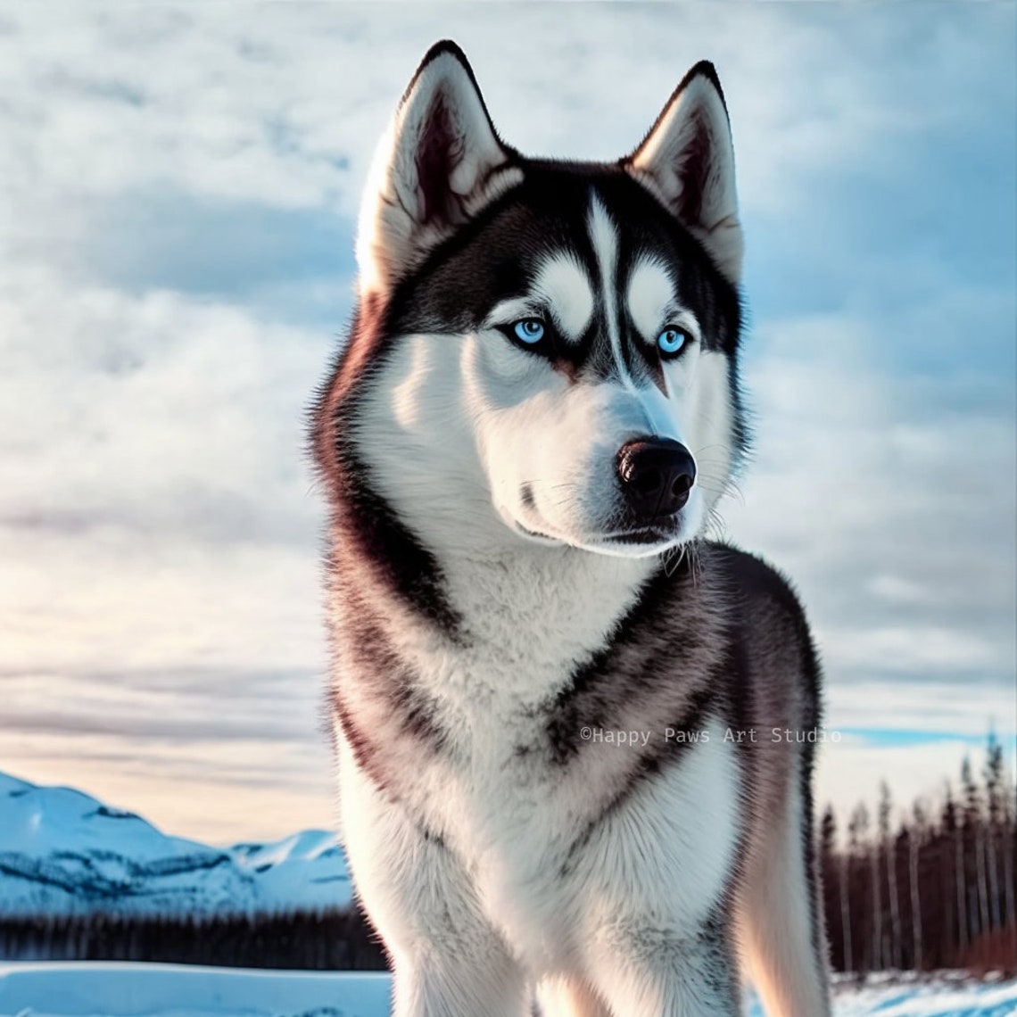 Collection of Beautiful Blue Eyed Huskies - Digital Art Photography ...