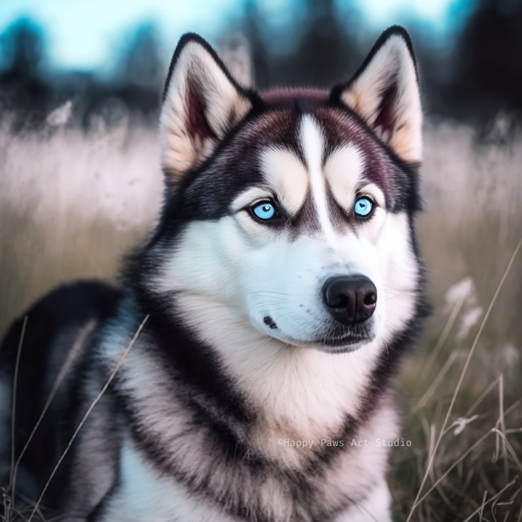 Collection of Beautiful Blue Eyed Huskies - Digital Art Photography ...