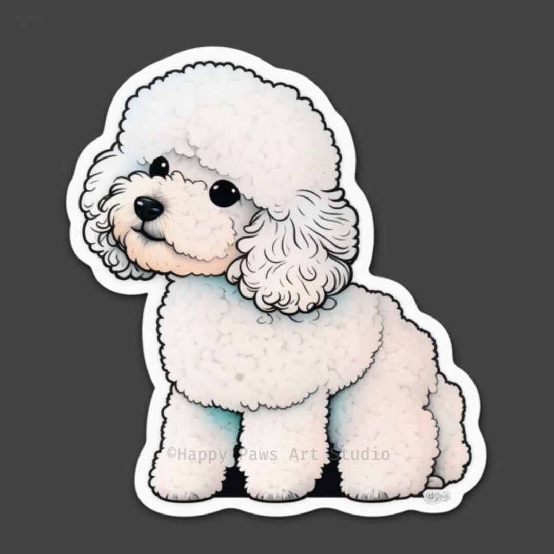 Cute White Poodle Puppy Digital Sticker Art 131 - Etsy