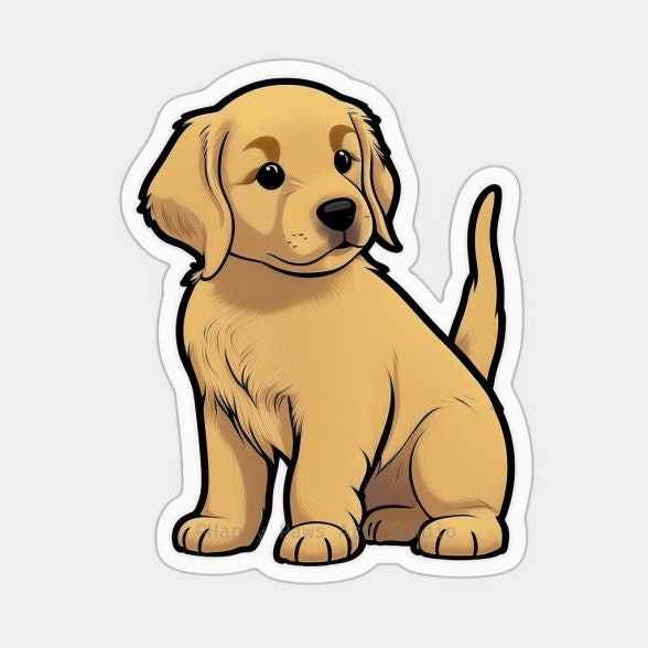 Cute Golden Retriever Puppy Digital Sticker Art - 118 - Etsy
