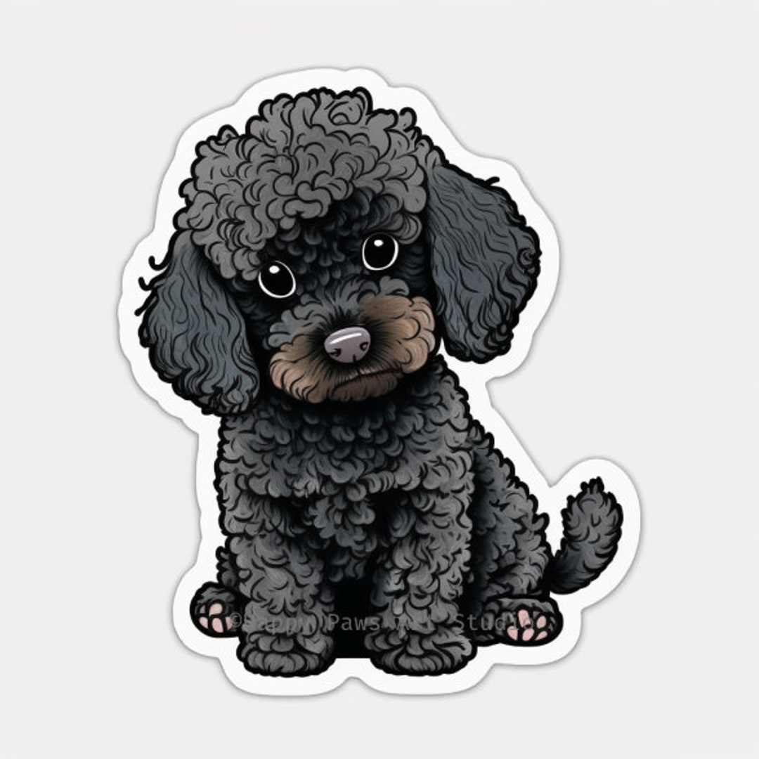 Cute Black Poodle Puppy Digital Sticker Art - 129 - Etsy