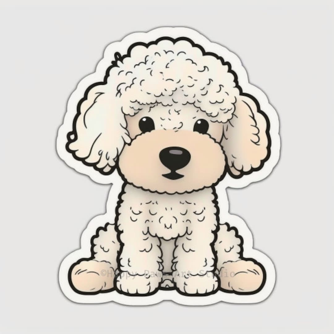 Cute White Poodle Puppy Digital Sticker Art 132 - Etsy