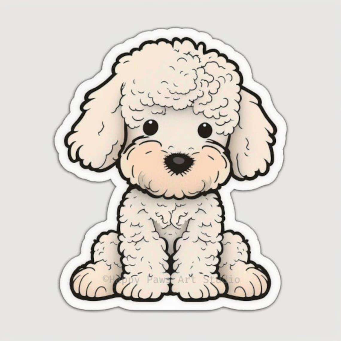 Cute White Poodle Puppy Digital Sticker Art 134 - Etsy