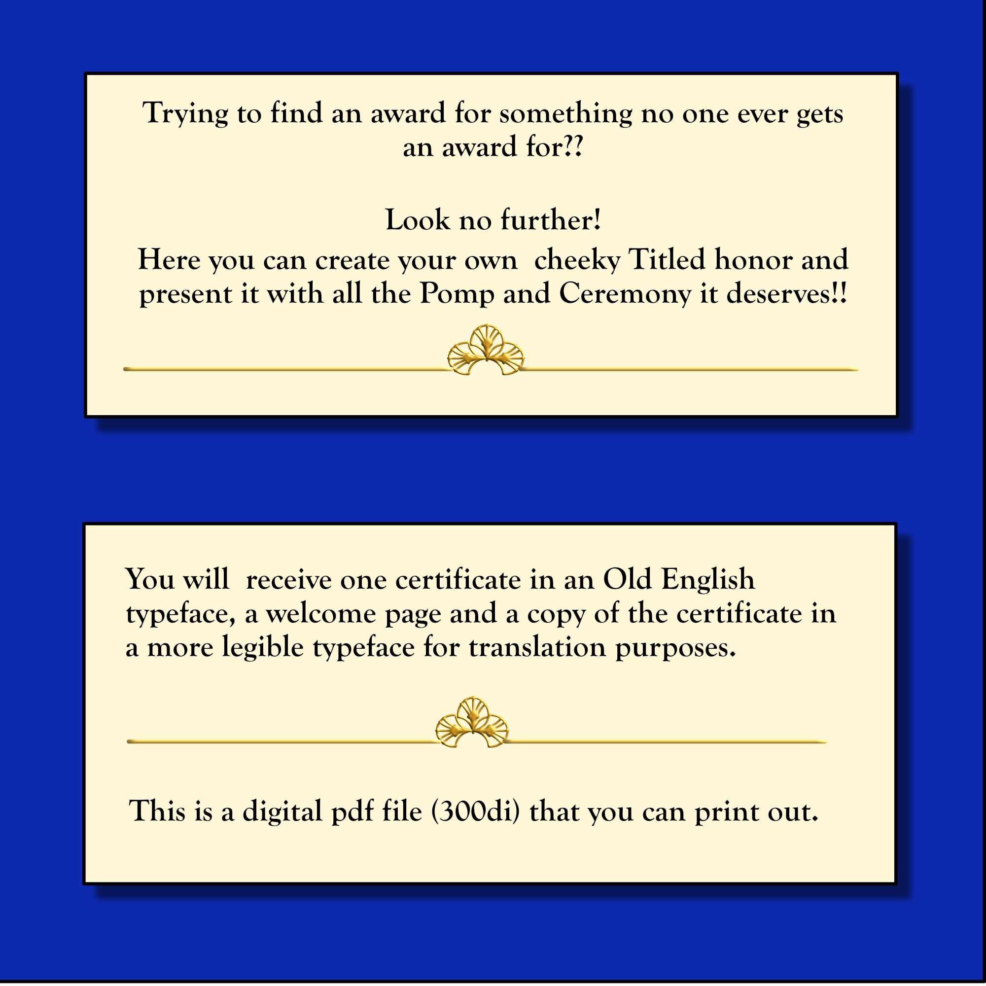 Printable "create Your Own Title" Official Document Certificate Instant ...