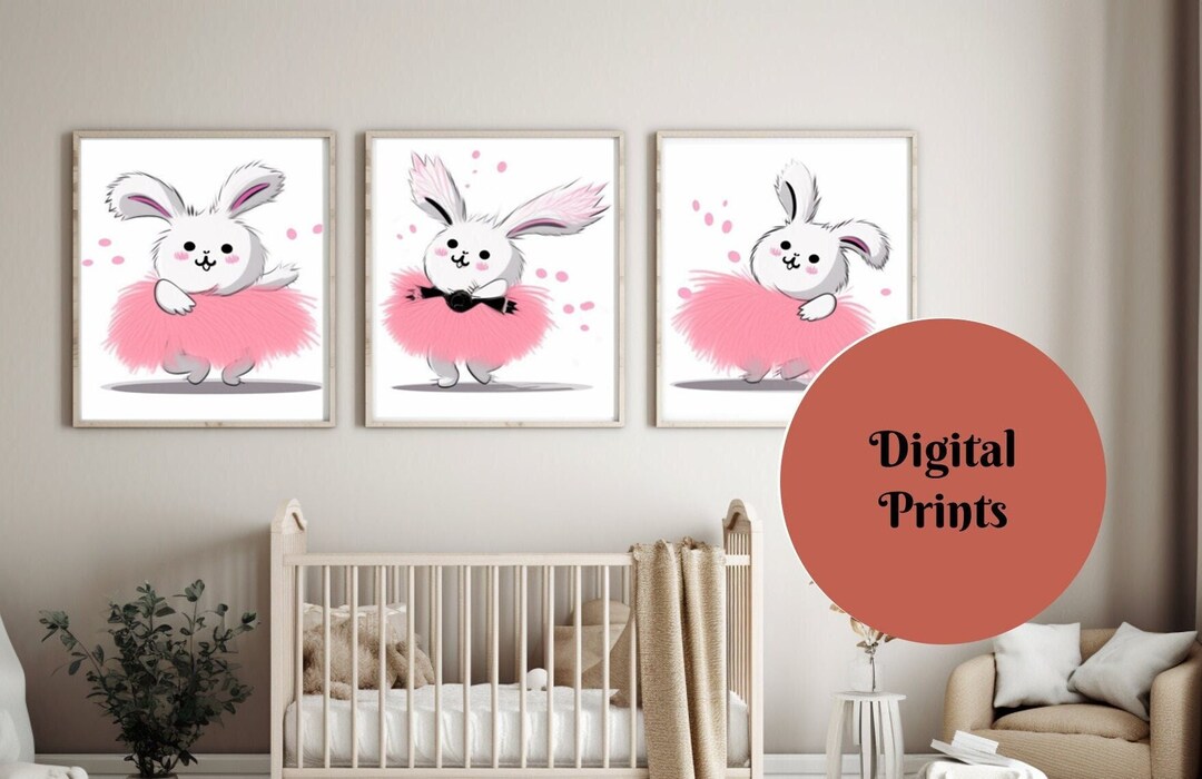 Ballerina Bunnies, 3 Cute Dancing Bunnies in Tutus Digital Download ...