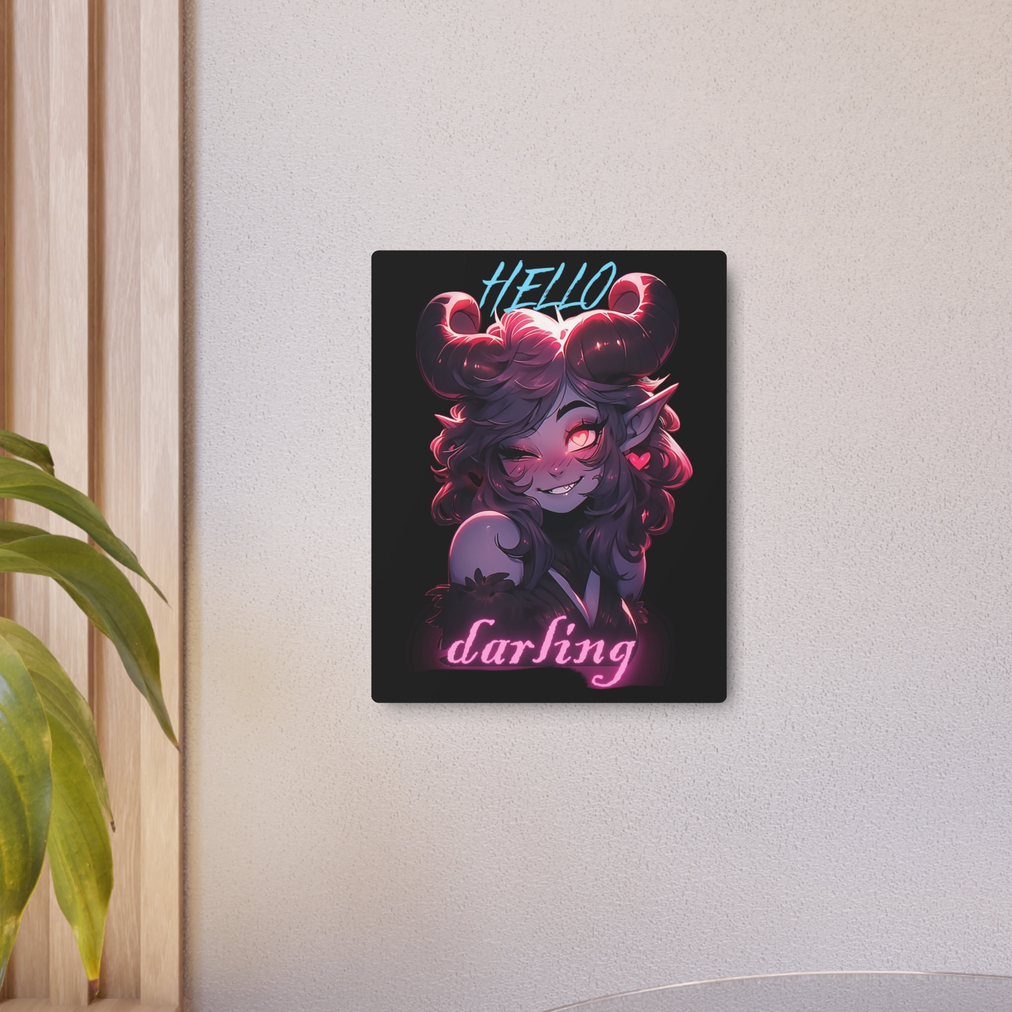 Demon Girl, Enchanting Temptress: Wink of Passion Metal Art Sign With ...