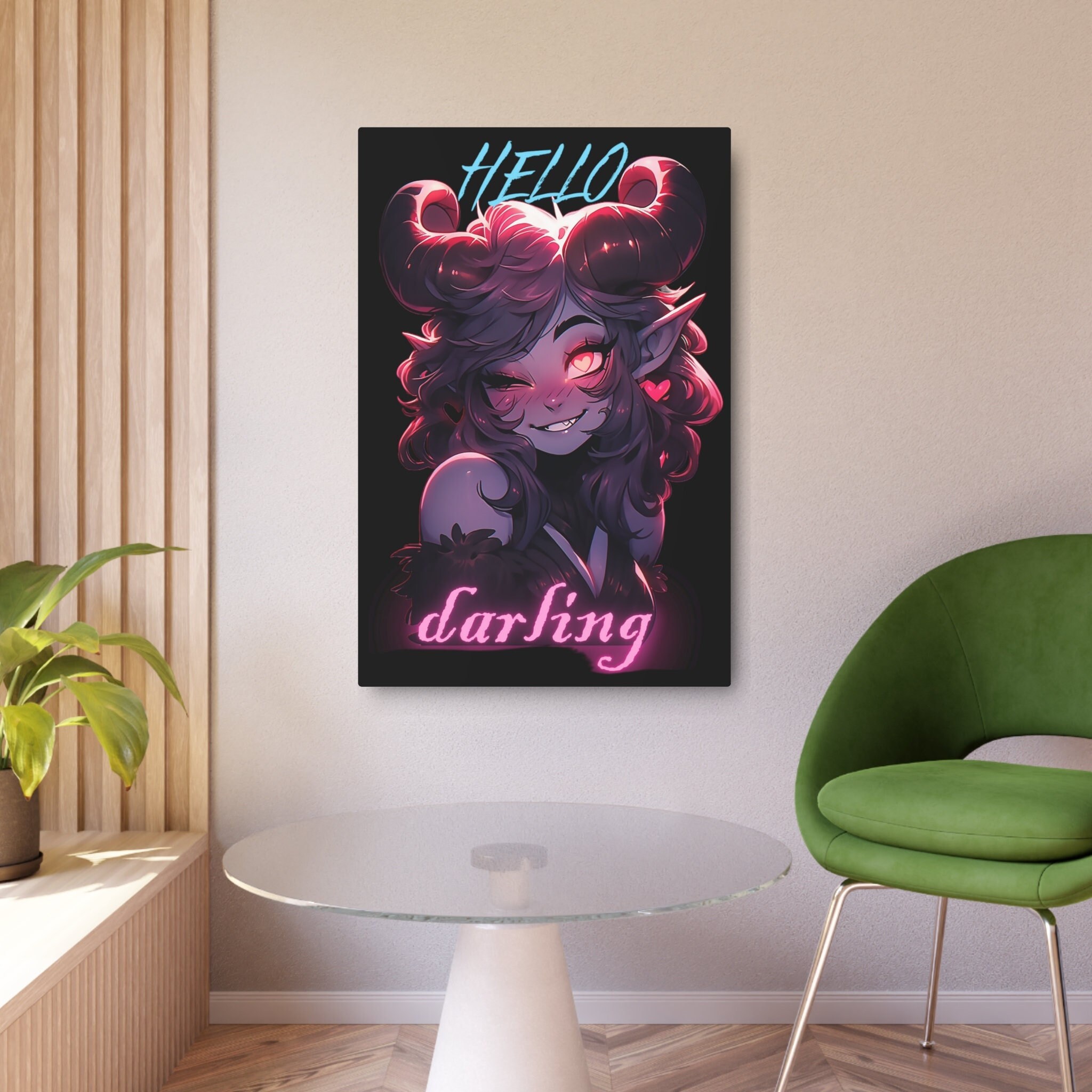 Demon Girl, Enchanting Temptress: Wink of Passion Metal Art Sign With ...